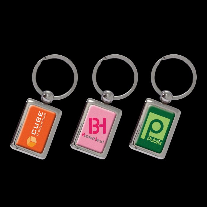 Get Rectangular Metal Key Ring At Competitive Prices Custom Printed